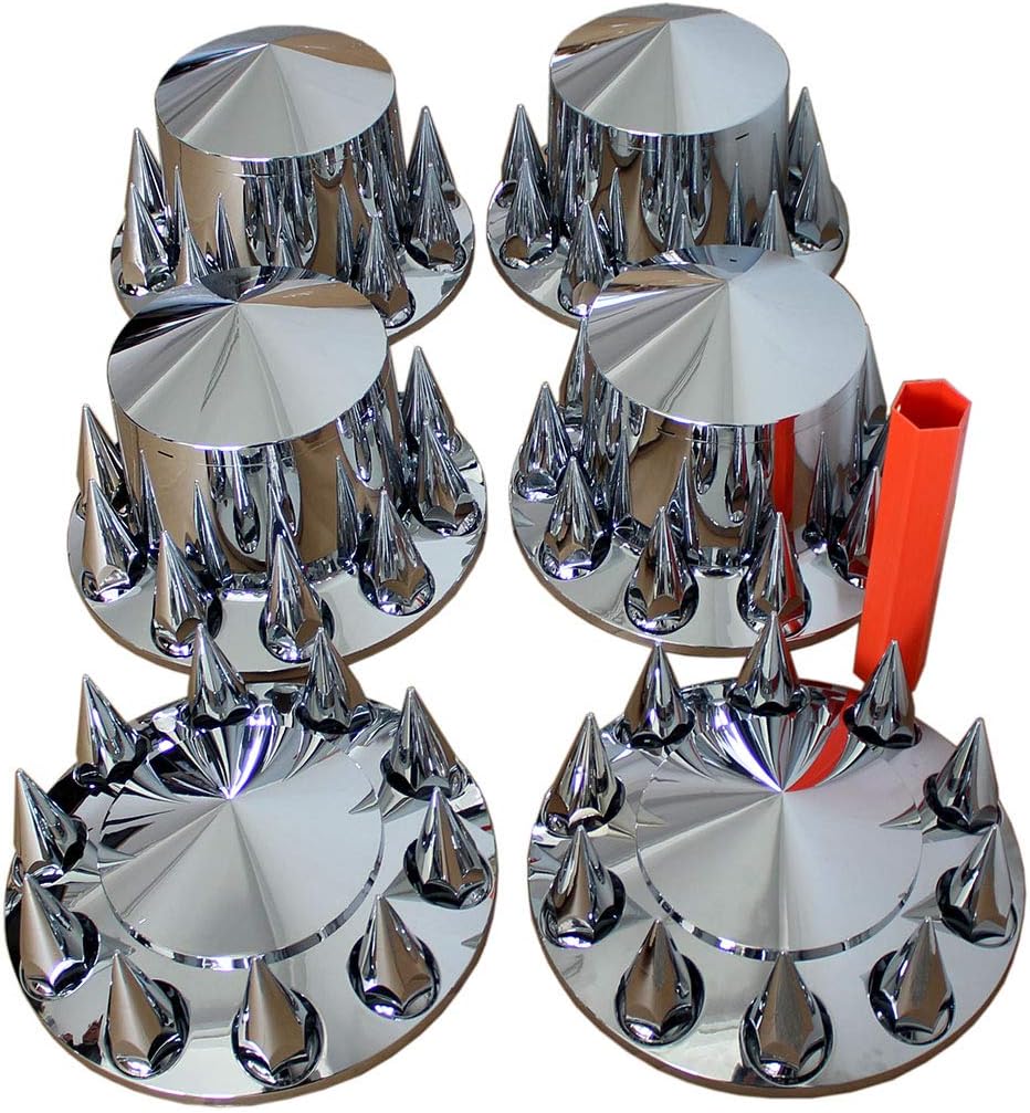 Spiked Chrome ABS Complete Axle Covers Kit Hubcaps with 60 Pieces 33mm ...